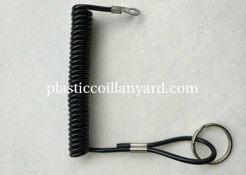 3.0mm dia Cord Solid Black Extendable Strap Customized Jet Ski Safety Hand Coiled Tool Lanyard supplier