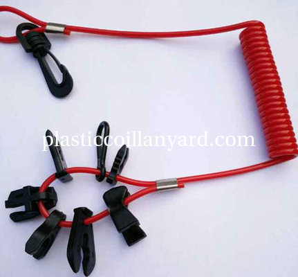 Solid Black 3.0mm dia line Extendable Strap Customized Jet Ski Safety Hand Coiled Tool Lanyard supplier