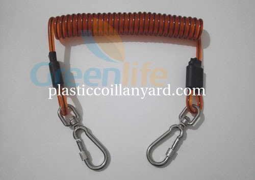 China Factory Direct Top Quality Plastic Tube Inside Orange Coated Dia7mm Reinforced Coiled Cable Tool Lanyard supplier