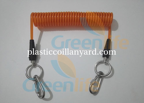China Factory Direct Top Quality Plastic Tube Inside Orange Coated Dia7mm Reinforced Coiled Cable Tool Lanyard supplier