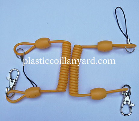 3.0mm dia Solid Yellow Extended 80cm Retractable Coil Chain with Snap Hook&Nylon Strap supplier