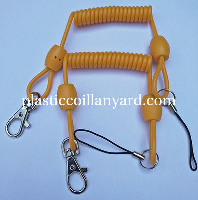 3.0mm dia Solid Yellow Extended 80cm Retractable Coil Chain with Snap Hook&Nylon Strap supplier