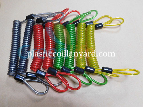 Multicolours High Security Stainless Steel Tooling Coiled Lanyards with Double Loop Ends supplier