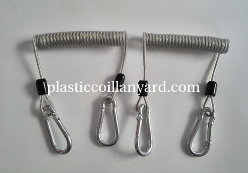 Multicolours High Security Stainless Steel Tooling Coiled Lanyards with Double Loop Ends supplier