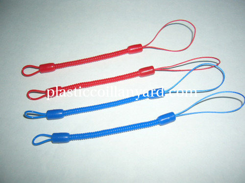 Custom Red/Blue Mini Short Pen Spiral Tethers w/Different Nylon Strap on Both Ends supplier