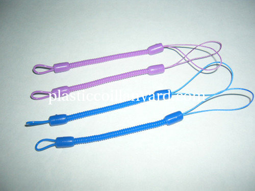 Custom Red/Blue Mini Short Pen Spiral Tethers w/Different Nylon Strap on Both Ends supplier