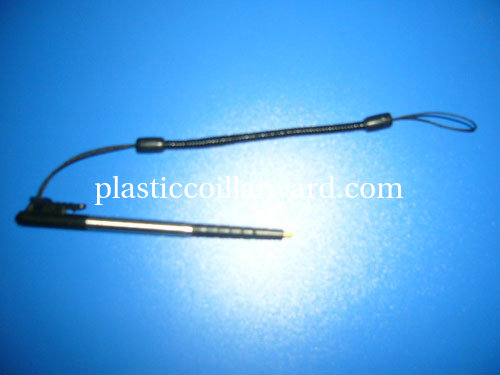 Custom Red/Blue Mini Short Pen Spiral Tethers w/Different Nylon Strap on Both Ends supplier