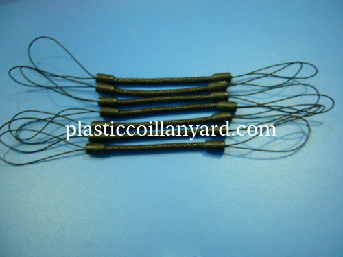 Black Plastic Safe Mini Spiral Elastic Pen Tethers Cord w/String Loop Ends supplier