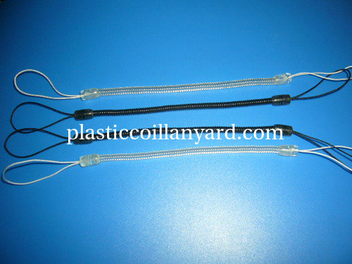 Black Plastic Safe Mini Spiral Elastic Pen Tethers Cord w/String Loop Ends supplier