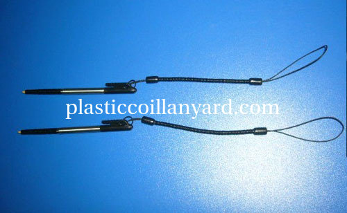 Black Plastic Safe Mini Spiral Elastic Pen Tethers Cord w/String Loop Ends supplier