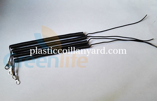 Solid Black Custom Size 1.5*7*125mm Spiral Spring Coil Tool Chain w/Metal Eyelet on One End supplier