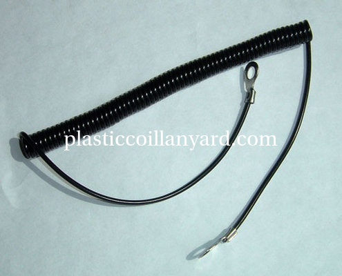 Solid Black Custom Size 1.5*7*125mm Spiral Spring Coil Tool Chain w/Metal Eyelet on One End supplier