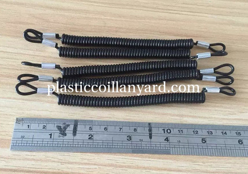 Solid Black Custom Size 1.5*7*125mm Spiral Spring Coil Tool Chain w/Metal Eyelet on One End supplier