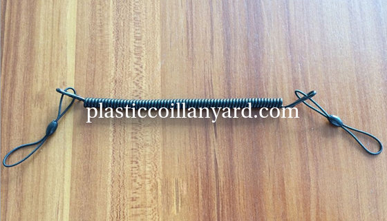Solid Black Custom Size 1.5*7*125mm Spiral Spring Coil Tool Chain w/Metal Eyelet on One End supplier