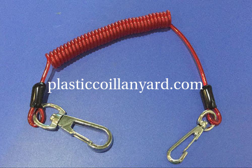 High Security Wire Reinforced Stretch Coil Lanyard with Quick Release Snap Hook and Split Ring supplier