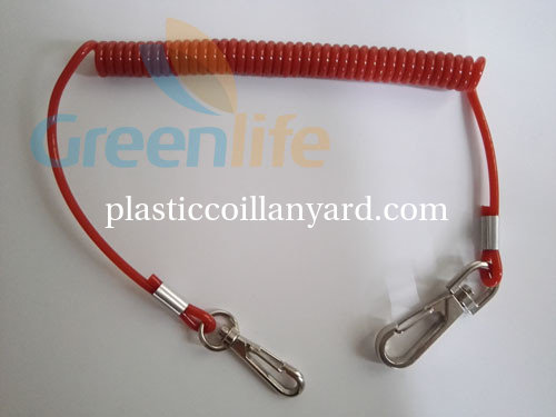 Beautiful Custom Blue Plastic Coil Safety Strap with Key Ring and Loop Size 2.5x10x120mm supplier
