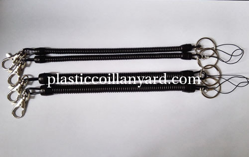 Multi-function Custom Sizes Black/Clear Plastic Coil Safety Strap with Hook, Loop or Nylon String supplier