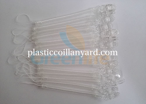 Multi-usage Clear Spiral Spring Lanyard w/Plastic Alligator Clip and Strip Loop for Attaching Pocket supplier