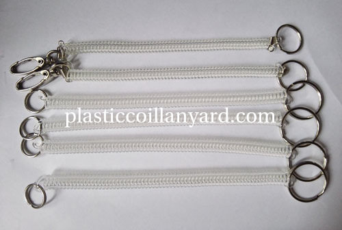 Multi-usage Clear Spiral Spring Lanyard w/Plastic Alligator Clip and Strip Loop for Attaching Pocket supplier