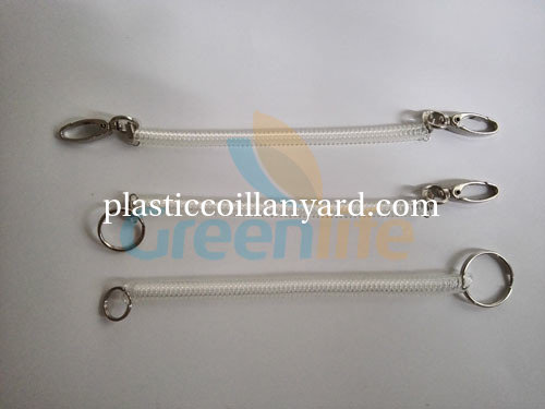 Multi-usage Clear Spiral Spring Lanyard w/Plastic Alligator Clip and Strip Loop for Attaching Pocket supplier