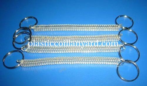 Multi-usage Clear Spiral Spring Lanyard w/Plastic Alligator Clip and Strip Loop for Attaching Pocket supplier