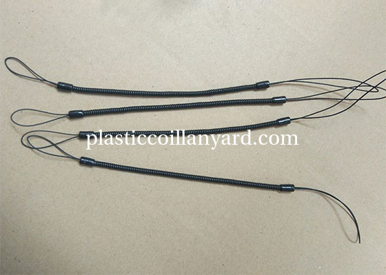 Slim and Thin Safety Spring Coil Cable with Black Nylon String Loop on Two Sides for Pen Safety supplier