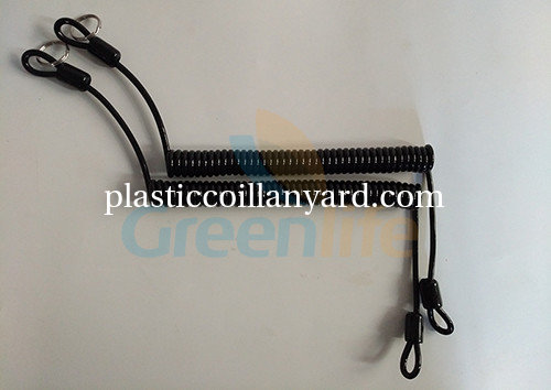 Stop Drop Tooling Durable Wire Coiled Cord Rope Black Color w/Double Loops OEM Producing from China supplier