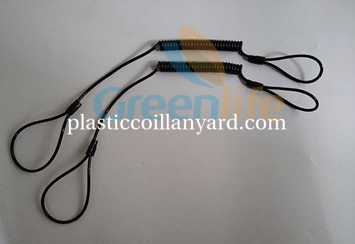 Stop Drop Tooling Durable Wire Coiled Cord Rope Black Color w/Double Loops OEM Producing from China supplier