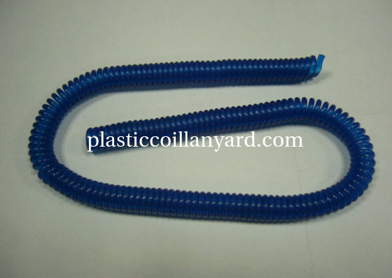 Plastic Transparent Blue Coiled Bungee Lanyard Tether Ready for Attachment supplier