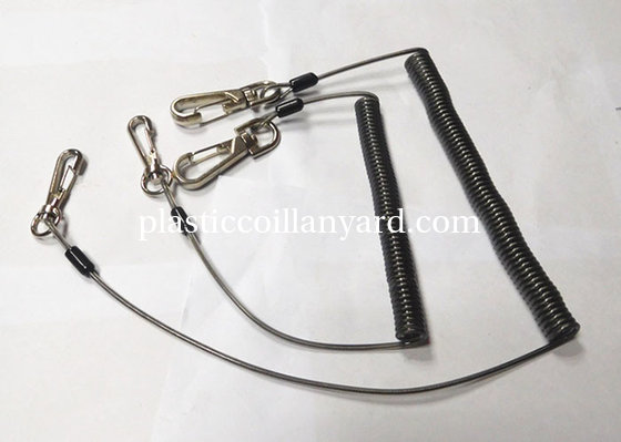 Quick Release Colorful Tool Coiled Lanyards with Clips 2pcs and SS Split Ring and Wire loop connector supplier