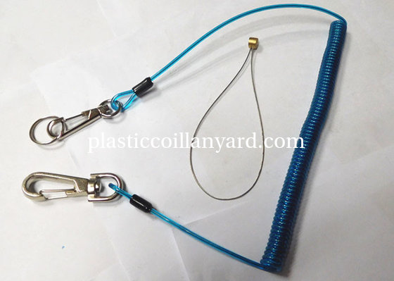 Quick Release Colorful Tool Coiled Lanyards with Clips 2pcs and SS Split Ring and Wire loop connector supplier