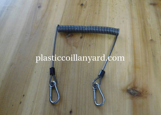 SS 304 Carabiner Hooks Wire Coiled Lanyard Safety Rope High Quality supplier