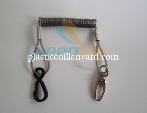 SS 304 Carabiner Hooks Wire Coiled Lanyard Safety Rope High Quality supplier