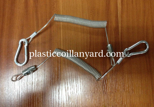 SS 304 Carabiner Hooks Wire Coiled Lanyard Safety Rope High Quality supplier