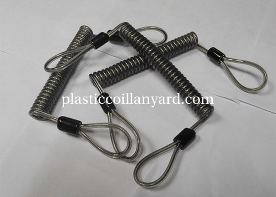 Anti-theft Reminding Spring Steel Coiled Leashes w/Double Cord Loop Ends Custom Colours supplier