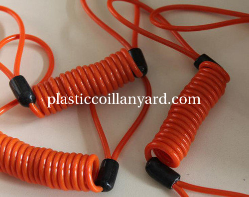 Anti-theft Reminding Spring Steel Coiled Leashes w/Double Cord Loop Ends Custom Colours supplier