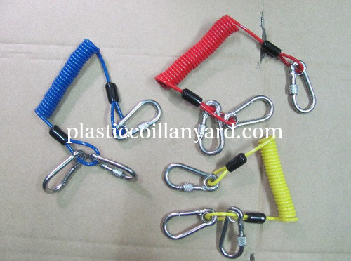 Anti-theft Reminding Spring Steel Coiled Leashes w/Double Cord Loop Ends Custom Colours supplier