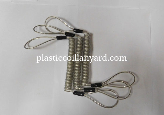 Customized PU Colors Double Loops High Tension Spring Steel Wire Tool Lanyard Retainers supplier