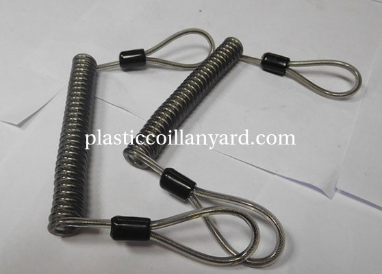 Customized PU Colors Double Loops High Tension Spring Steel Wire Tool Lanyard Retainers supplier