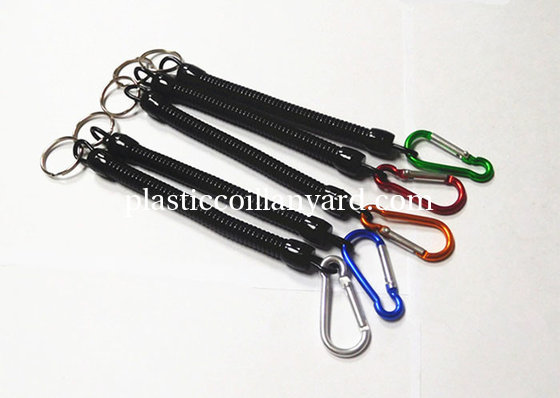 Promtional 6.5''  Steel Coil  Fishing Plier Lanyard Cords w/Split Ring and Colorful Carabiner supplier