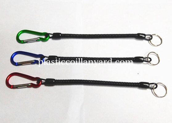 Promtional 6.5''  Steel Coil  Fishing Plier Lanyard Cords w/Split Ring and Colorful Carabiner supplier