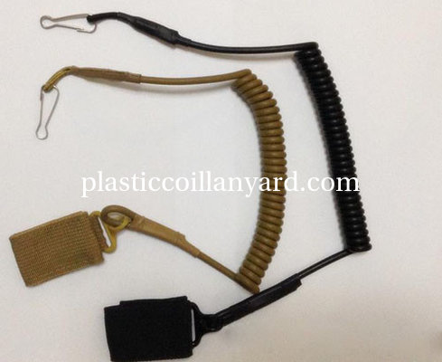 High Security Tactical Pistol Elastic Spring Lanyard w/Belt Velcro and J-Hook Secure Handgun Dropping supplier
