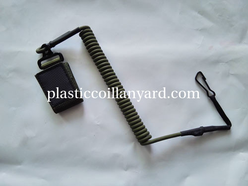 High Security Tactical Pistol Elastic Spring Lanyard w/Belt Velcro and J-Hook Secure Handgun Dropping supplier