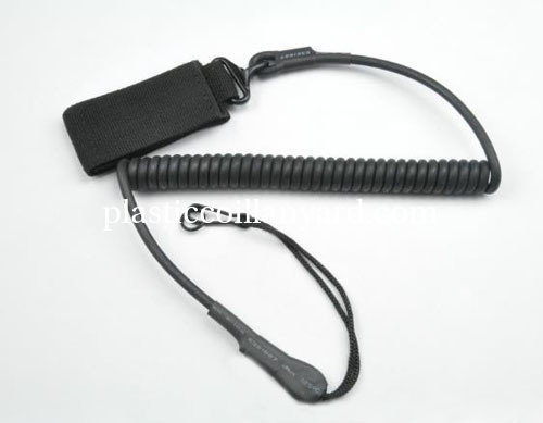 High Security Tactical Pistol Elastic Spring Lanyard w/Belt Velcro and J-Hook Secure Handgun Dropping supplier