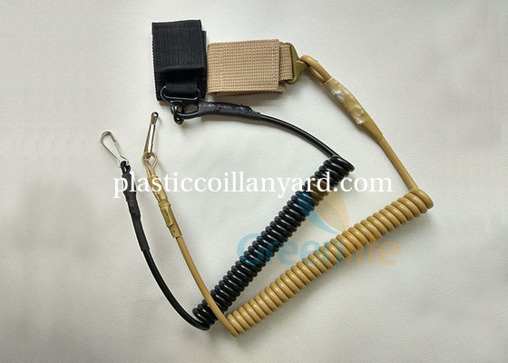 High Security Tactical Pistol Elastic Spring Lanyard w/Belt Velcro and J-Hook Secure Handgun Dropping supplier