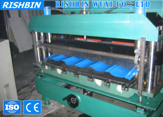 Color Steel Roof Tile Roll Forming Machine  , Chain Transmission Roll Former Machine