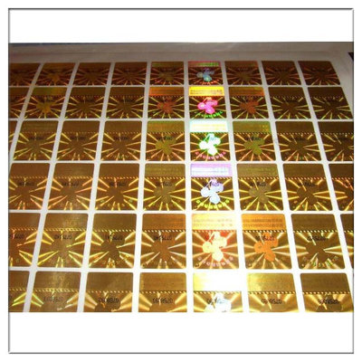Gold background security hologram stickers made in guangzhou , custom high quality holographic stickers