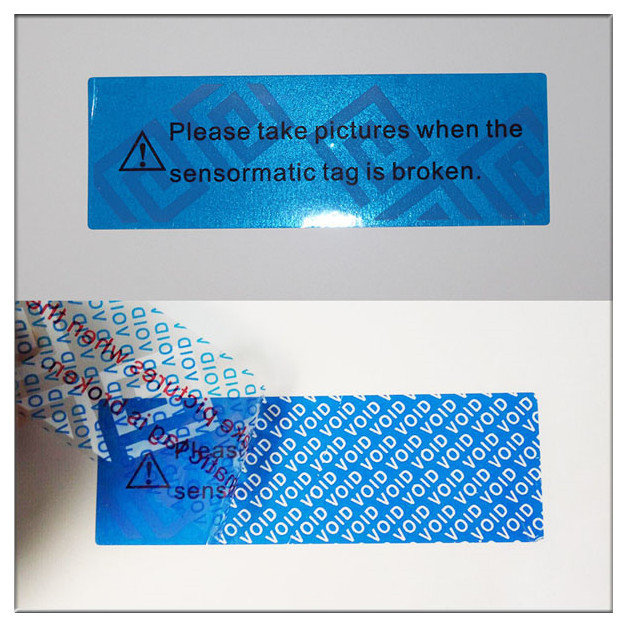 Tamper evident seal blue color matt finishing VOID OPEN sticker security labels with serial number