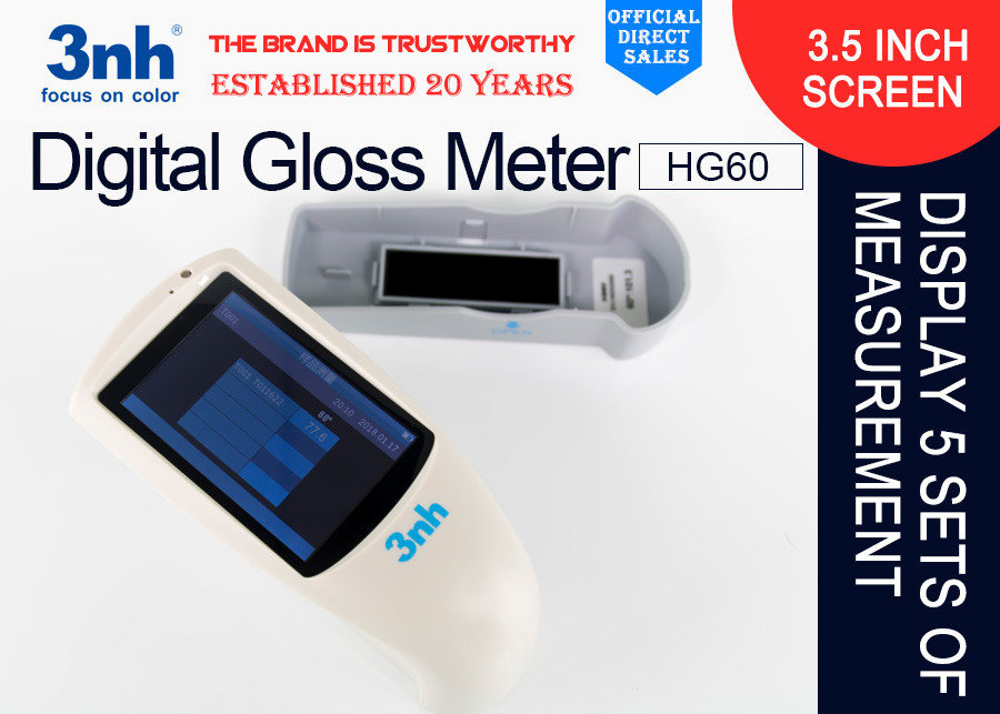 HG60 Handheld Digital Gloss Meter With GQC6 software , Micro Tri USB Cable Stainless steel Gloss Meter 