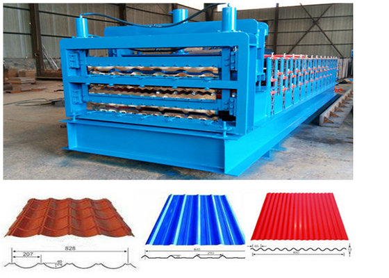 Three Layer Color Steel Roof Sheet Making Machine Guide Pillars Cutting 75mm Roller